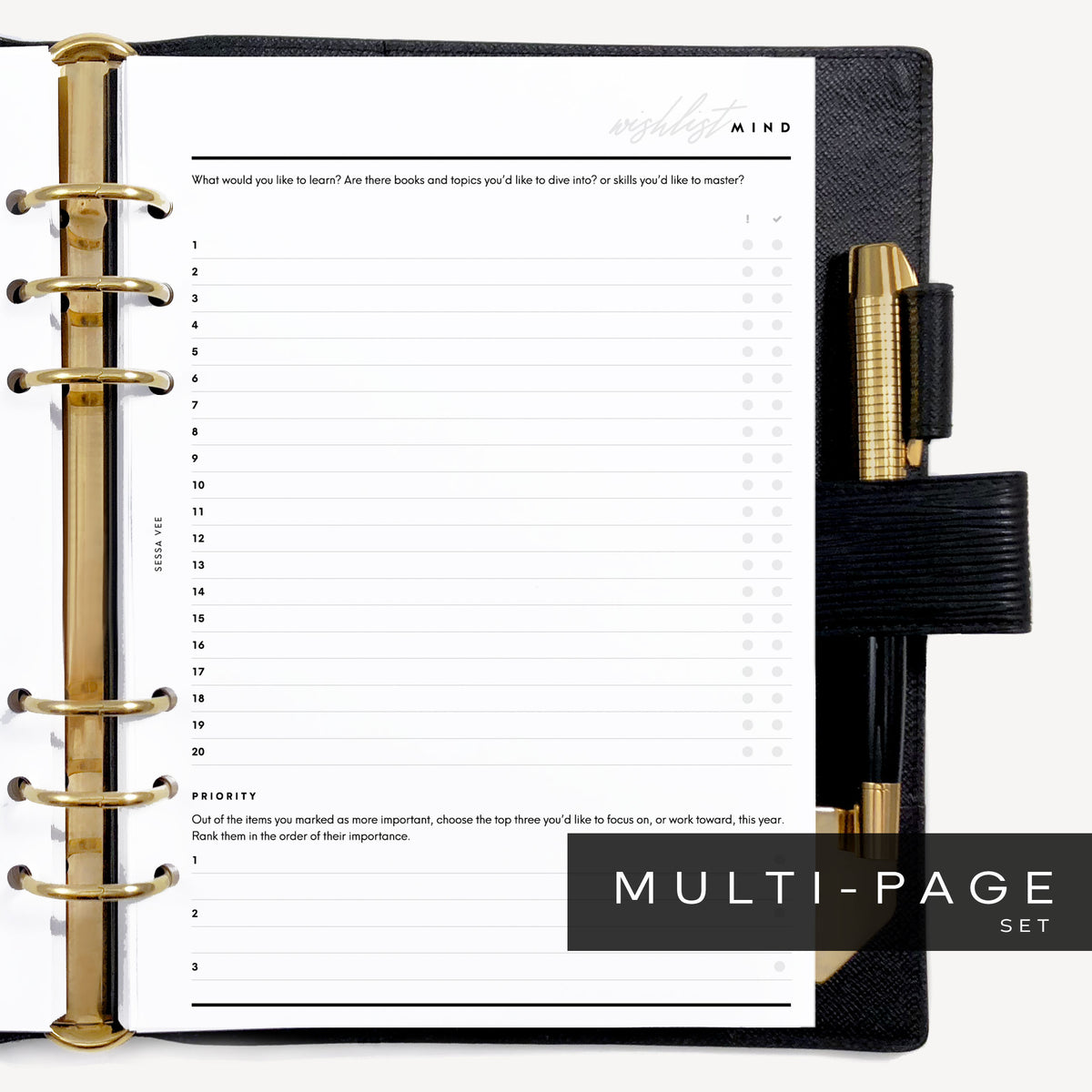 Goal Setting Set - A5 Size - Planner Inserts – Sessa Vee