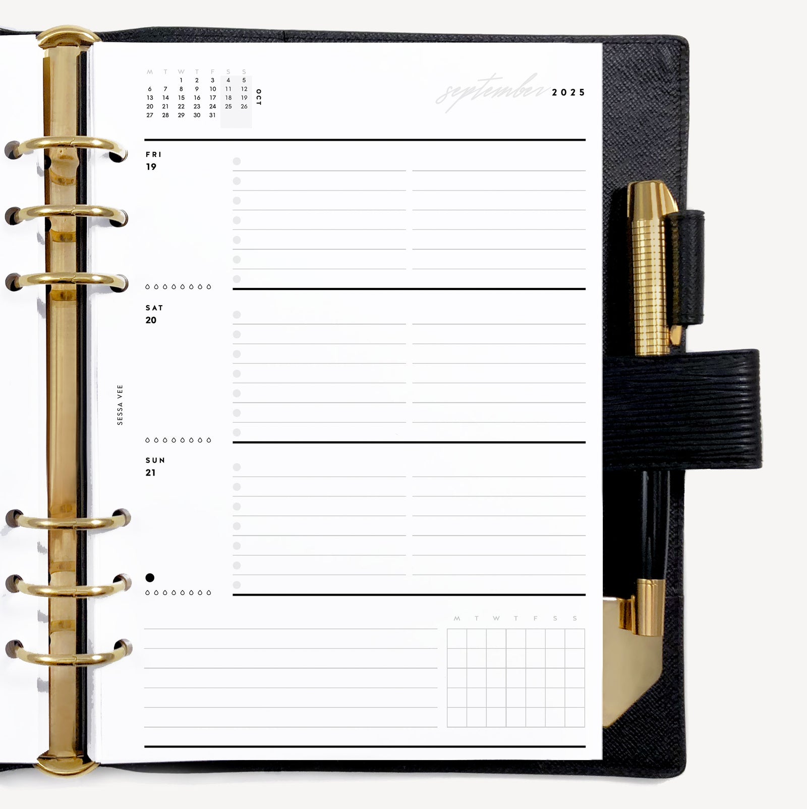 Dated Weekly Planner Inserts - A5 Size - Horizontal – Sessa Vee